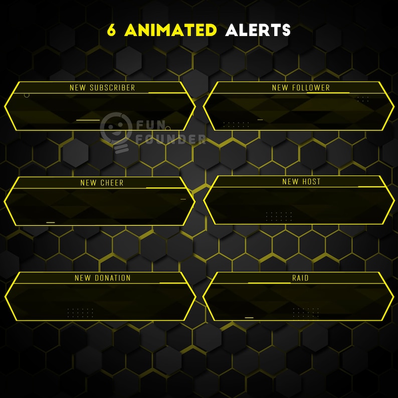 Twitch Overlay Package Yellow Animated Stream Overlay Pack - Etsy