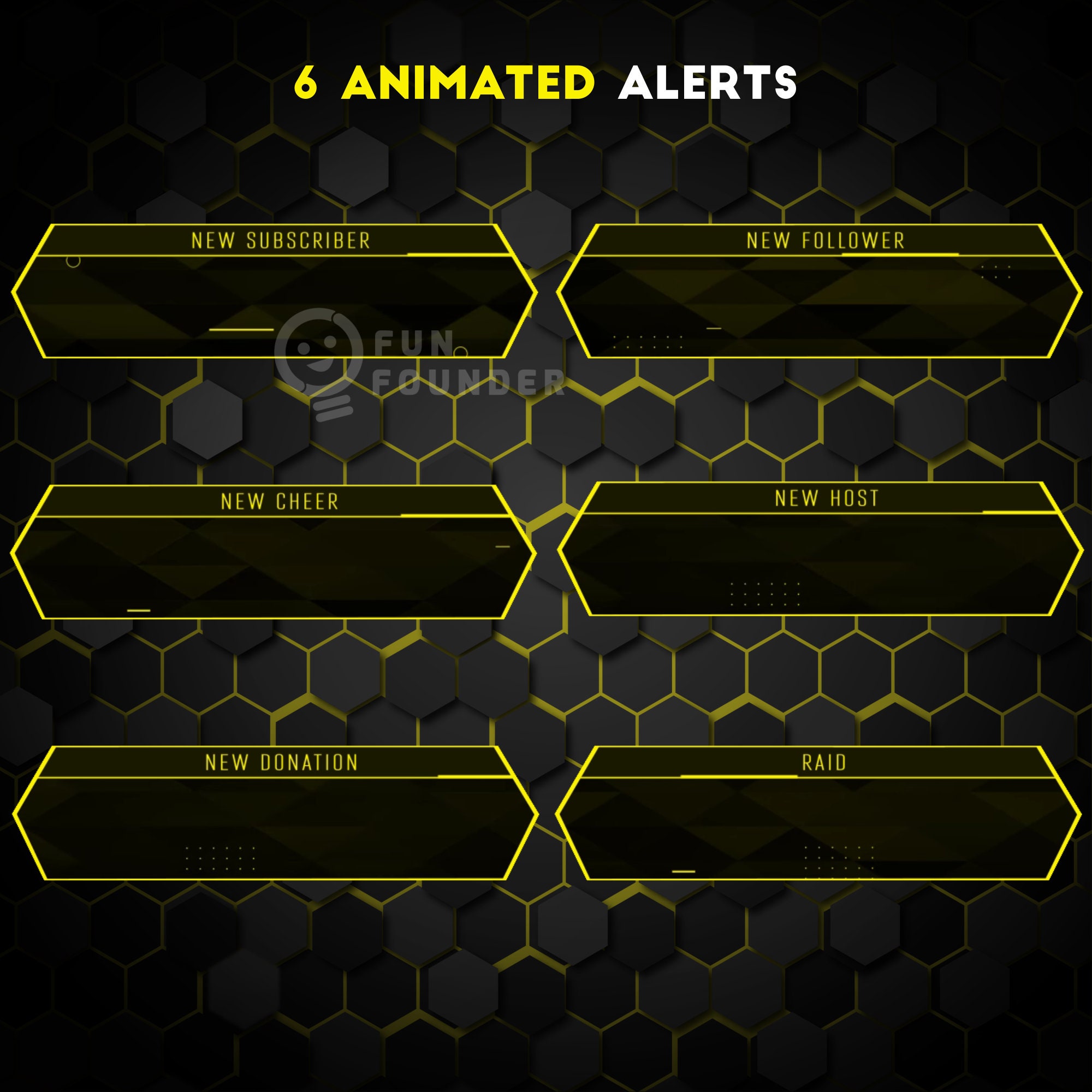 Twitch Overlay Package Yellow Animated Stream Overlay Pack - Etsy