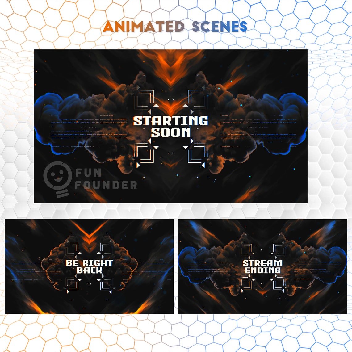 Orange Blue Animated Stream Overlay Pack | Twitch Overlay Pack ...