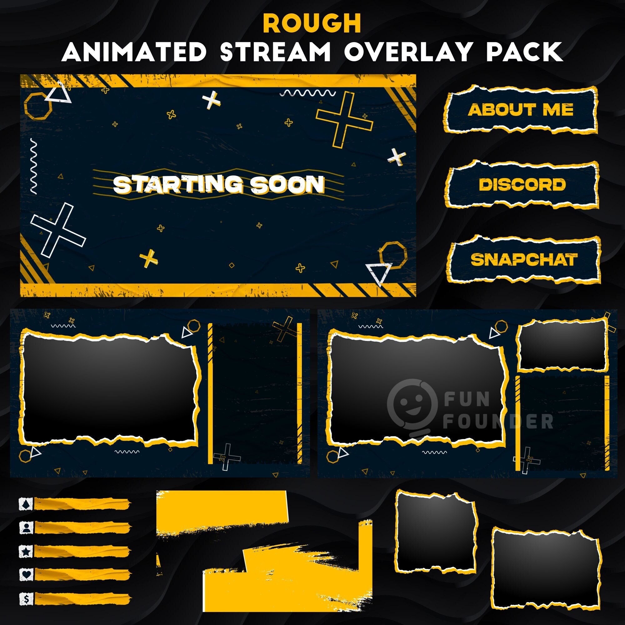 Rough Animated Stream Overlay Pack Twitch Overlay Package - Etsy