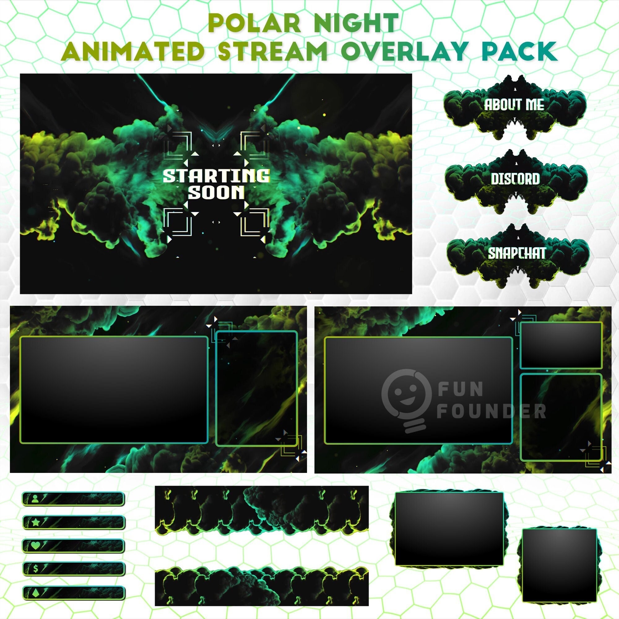 Polar Night Animated Stream Overlay Pack | Twitch Overlay Pack | Aurora ...