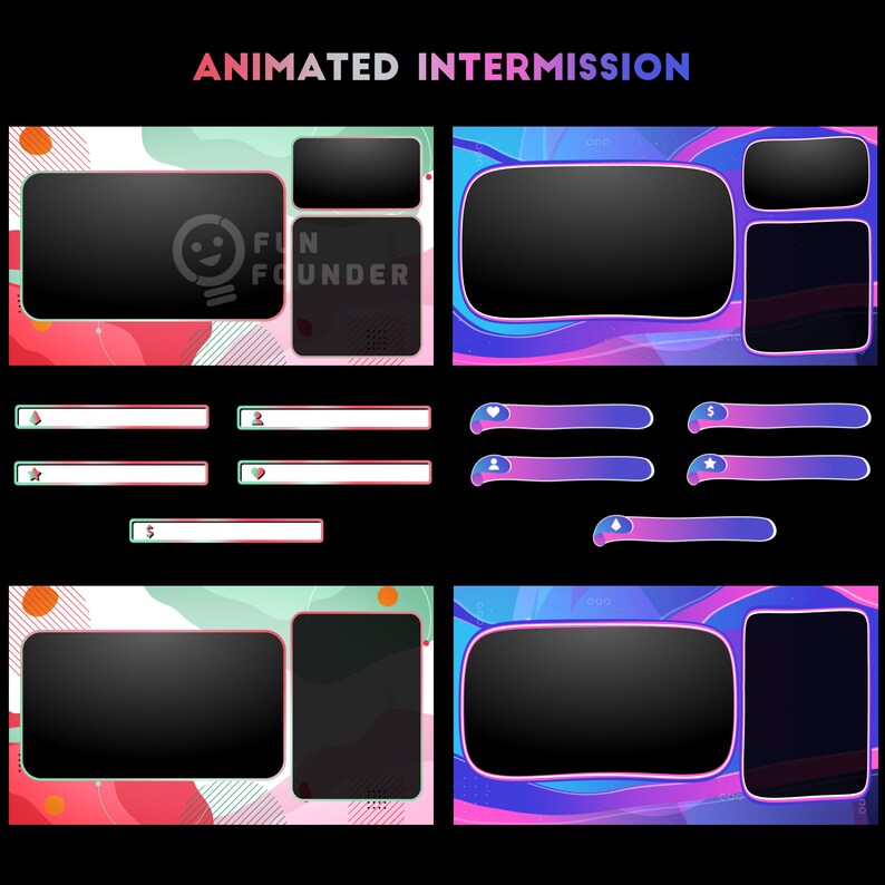 2 Colorful Animated Stream Overlays in 1 Pack Spring Color Animated ...