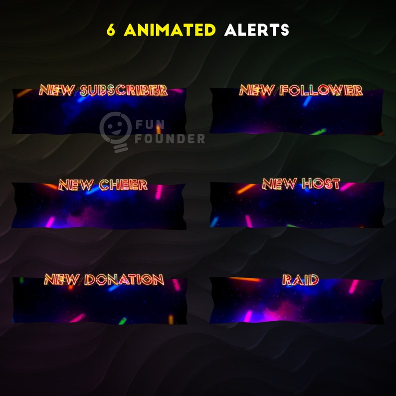 Twitch Overlay Package | Glowing Sticks Animated Stream Overlay Pack ...