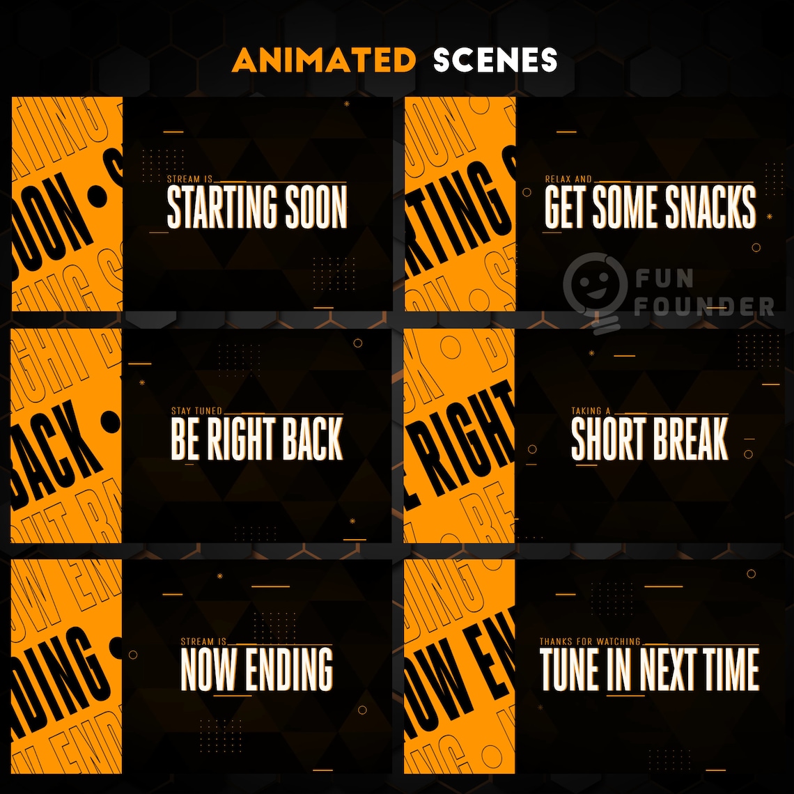 Twitch Overlay Package Orange Animated Stream Overlay Pack - Etsy