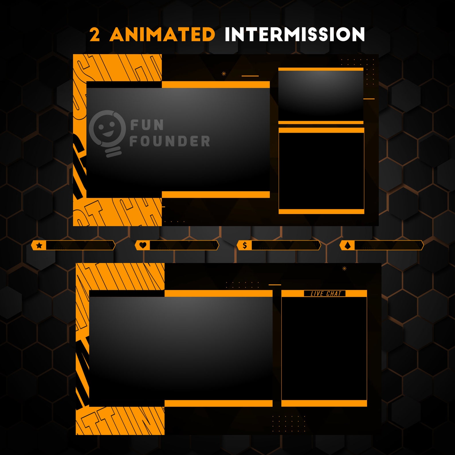 Twitch Overlay Package Orange Animated Stream Overlay Pack Cool Orange ...