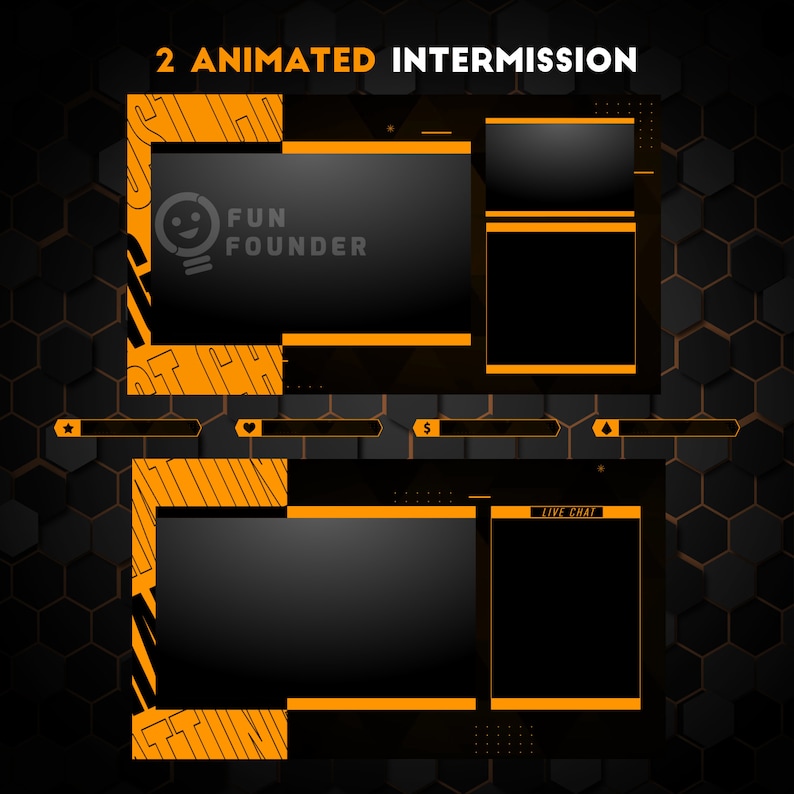 Twitch Overlay Package Orange Animated Stream Overlay Pack - Etsy