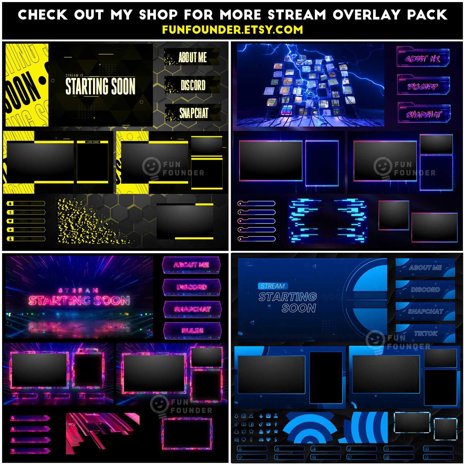 Green Circle Animated Stream Overlay Pack: Twitch Overlay (digital ...