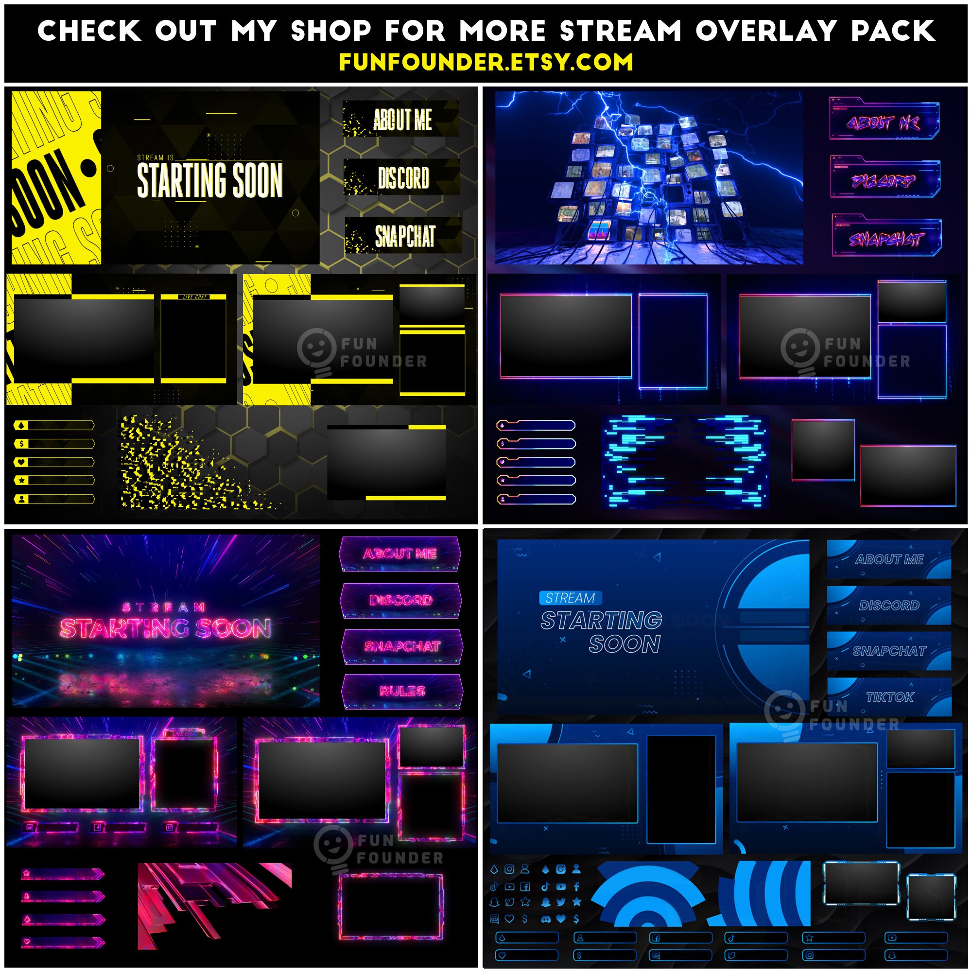 Green Circle Animated Stream Overlay Pack: Twitch Overlay (digital ...