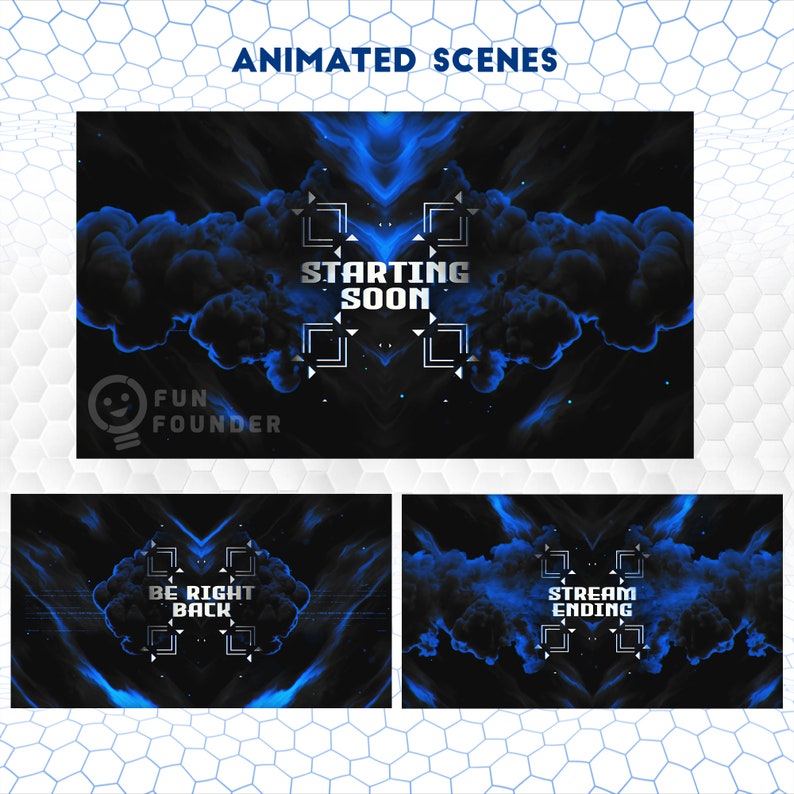 Blue Night Animated Stream Overlay Pack | Twitch Overlay Package ...