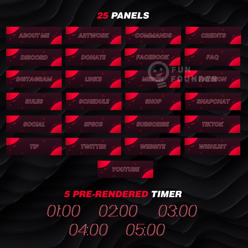 Red Circle Animated Stream Overlay Pack Twitch Overlay Package Animated ...