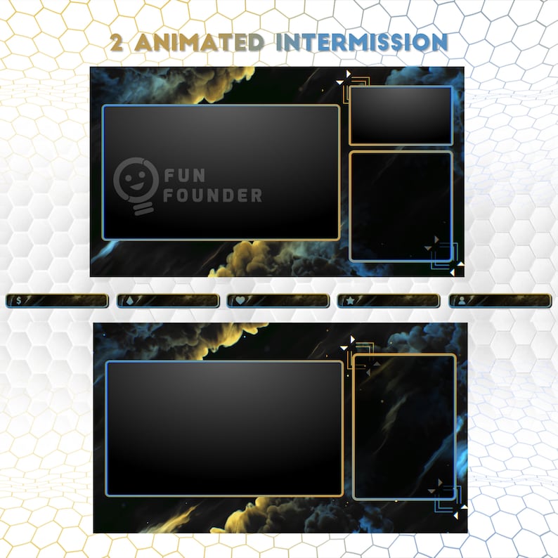 Gold Blue Animated Stream Overlay Pack Twitch Overlay Pack Gold Blue ...