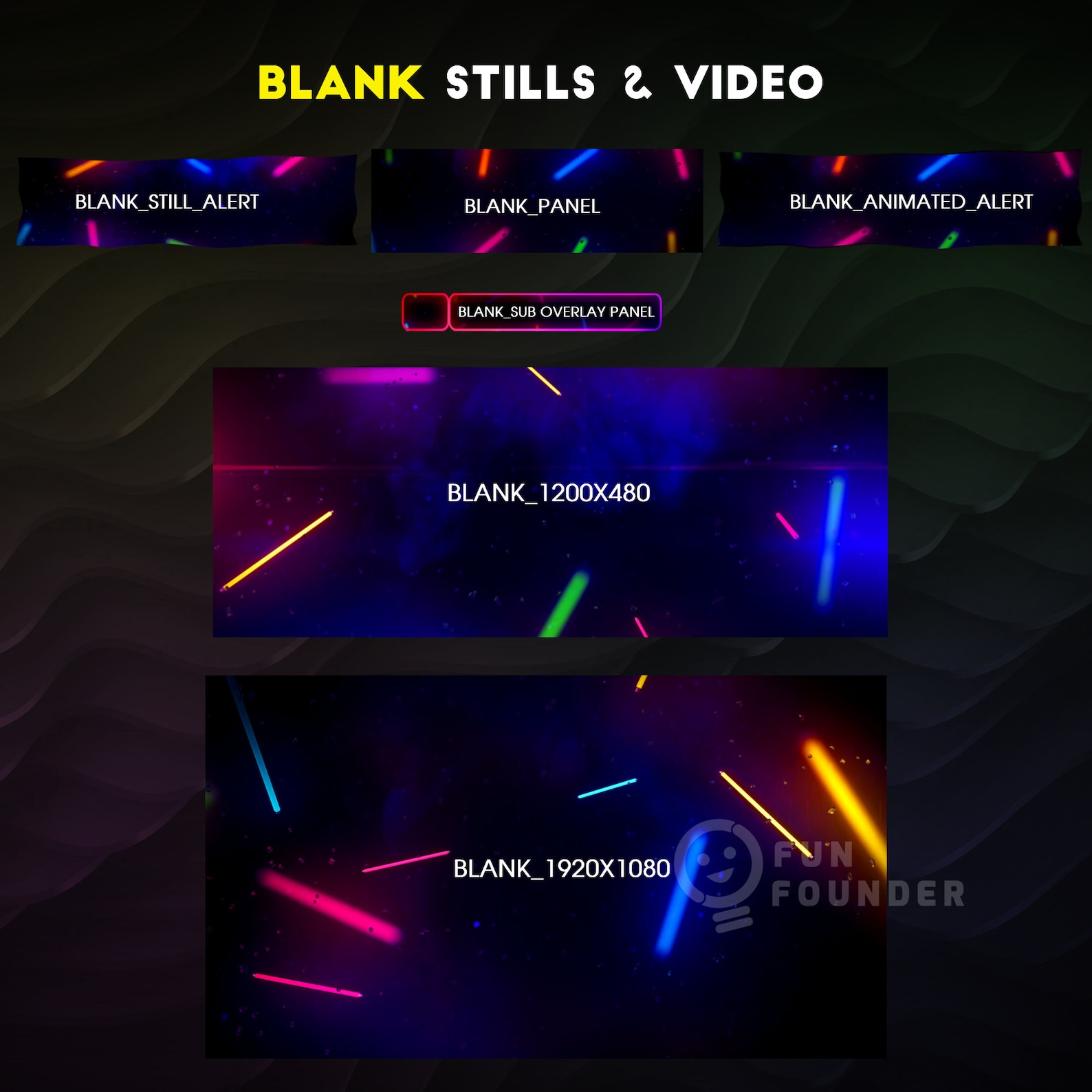 Twitch Overlay Package | Glowing Sticks Animated Stream Overlay Pack ...