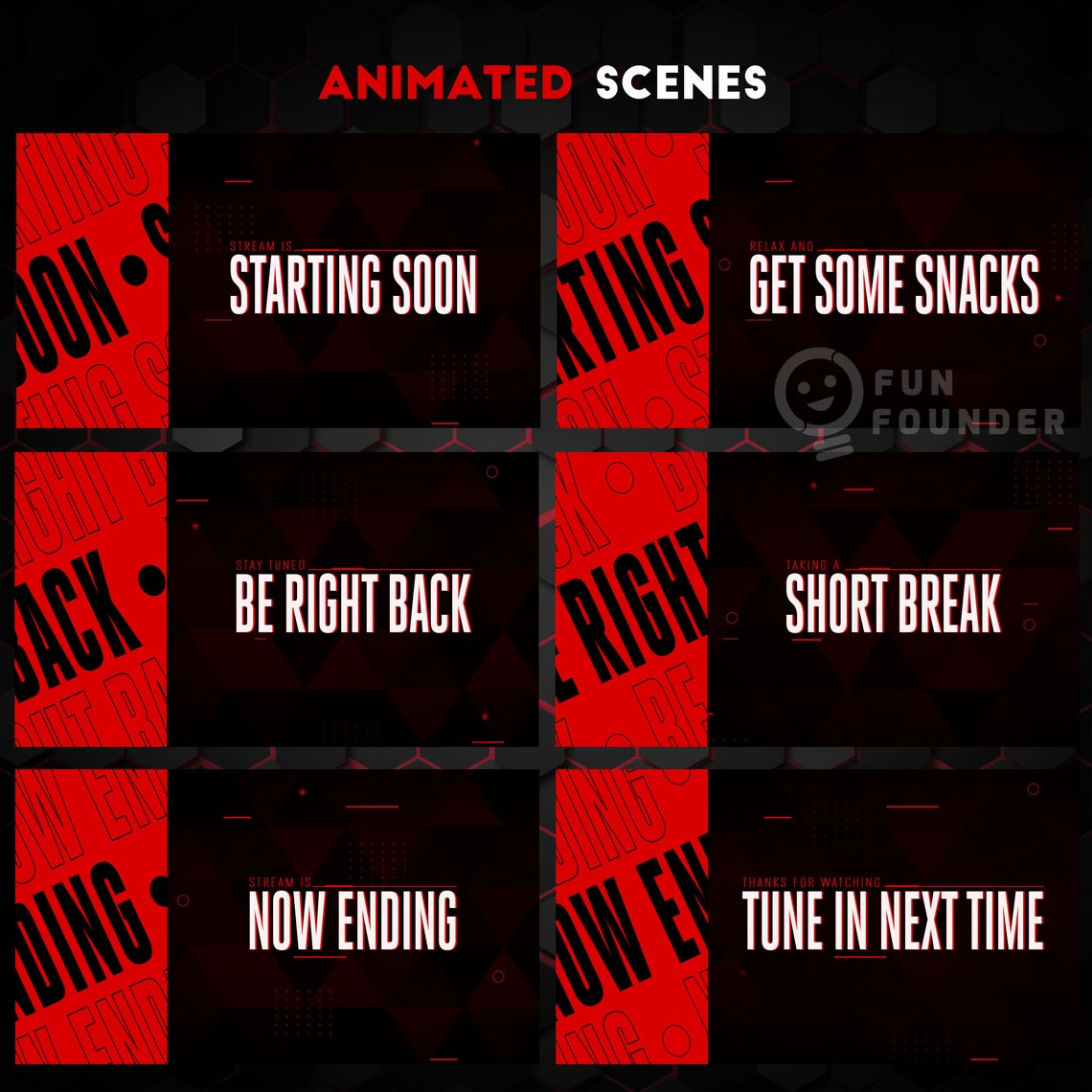 Twitch Overlay Package Red Animated Stream Overlay Pack - Etsy UK