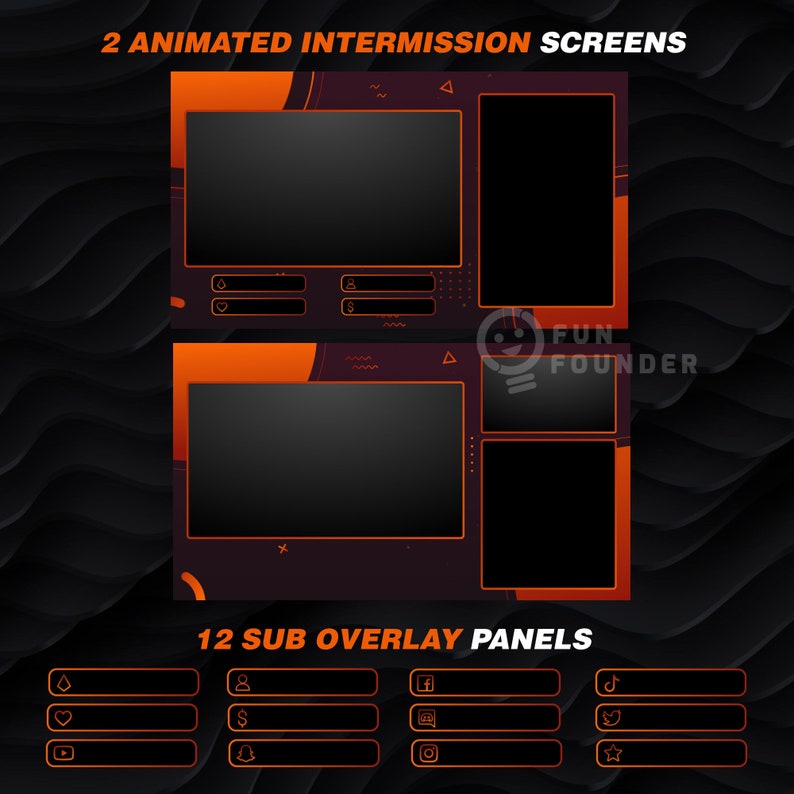 Orange Circle Animated Stream Overlay Pack: Twitch Graphics (digital ...