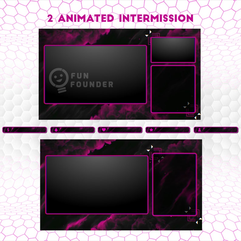 Pink Night Animated Stream Overlay Pack | Twitch Overlay Package ...