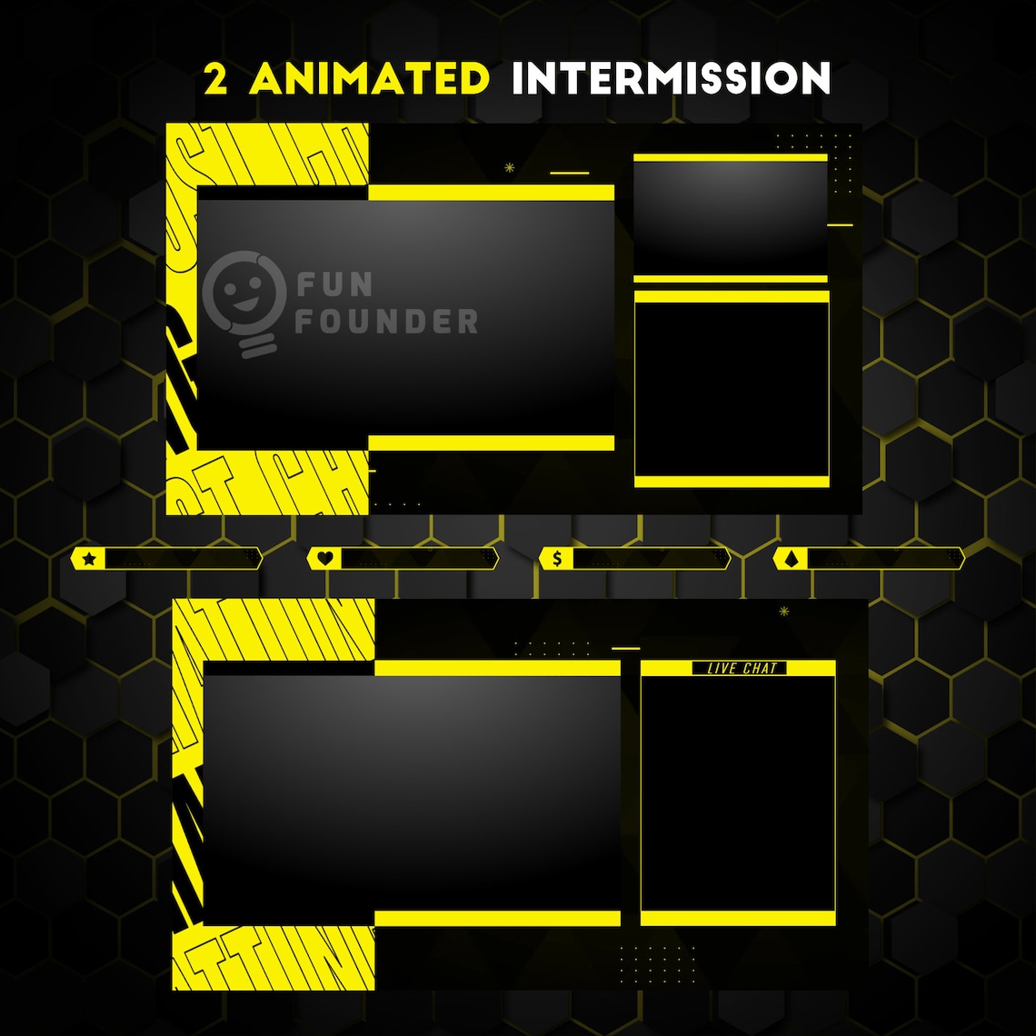 Twitch Overlay Package Yellow Animated Stream Overlay Pack - Etsy
