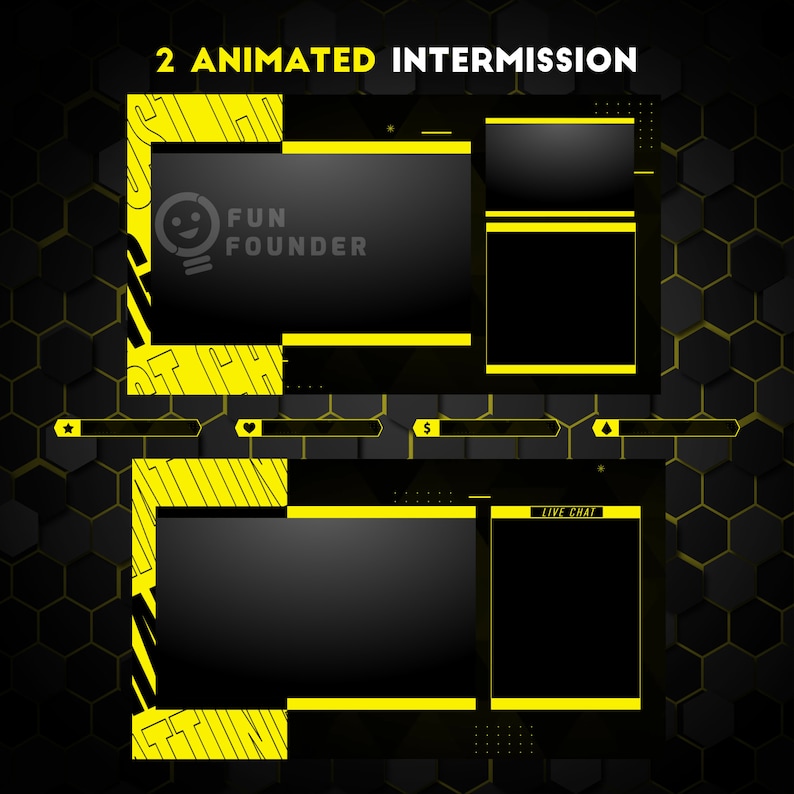 Twitch Overlay Package Yellow Animated Stream Overlay Pack - Etsy