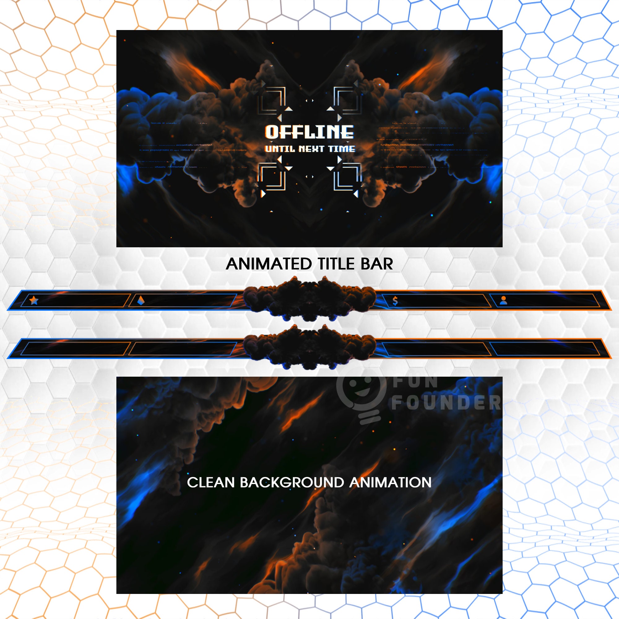 Orange Blue Animated Stream Overlay Pack | Twitch Overlay Pack ...
