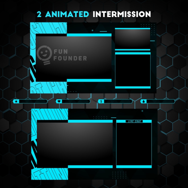 Twitch Overlay Package Cyan Animated Stream Overlay Pack Cyan Twitch ...