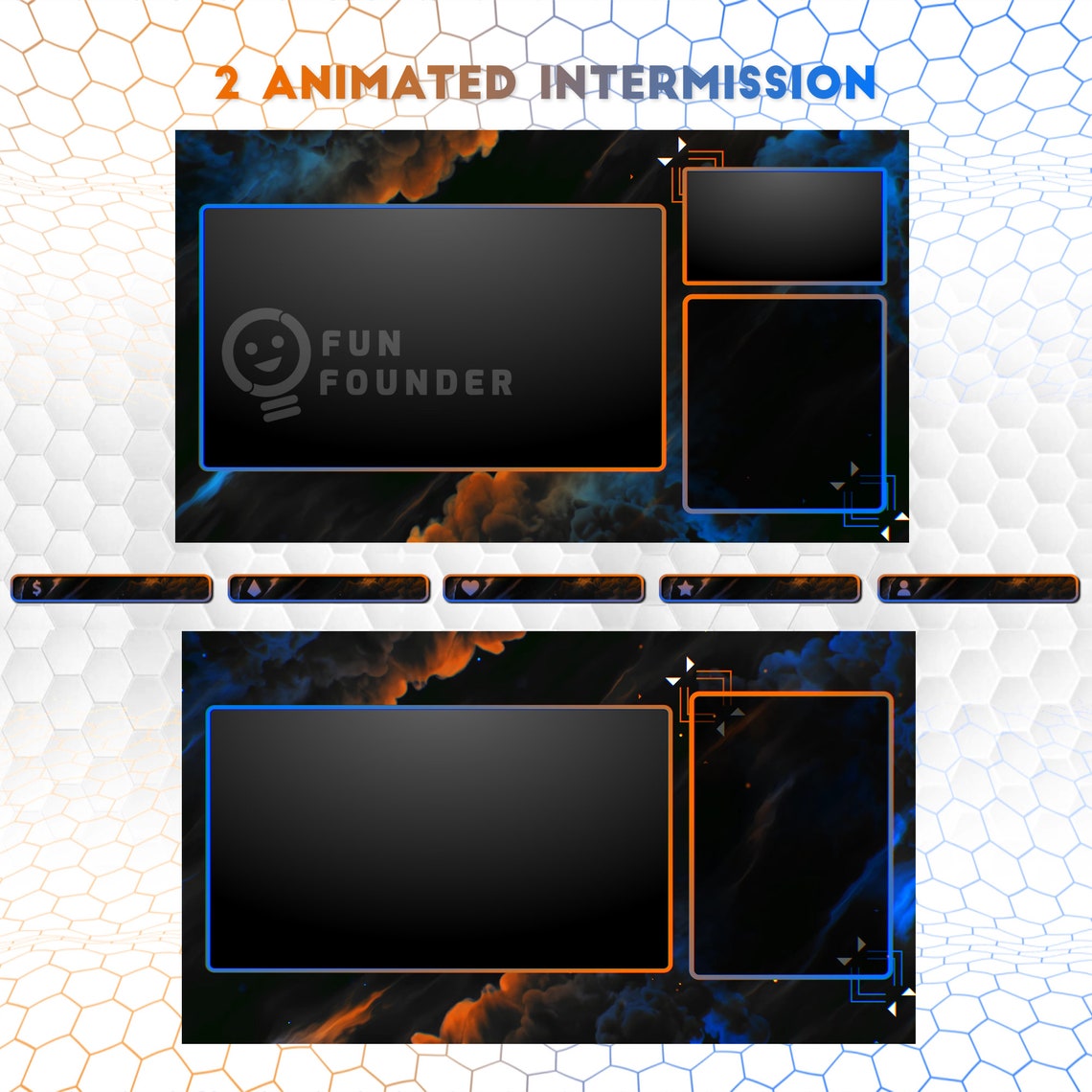 Orange Blue Animated Stream Overlay Pack | Twitch Overlay Pack ...