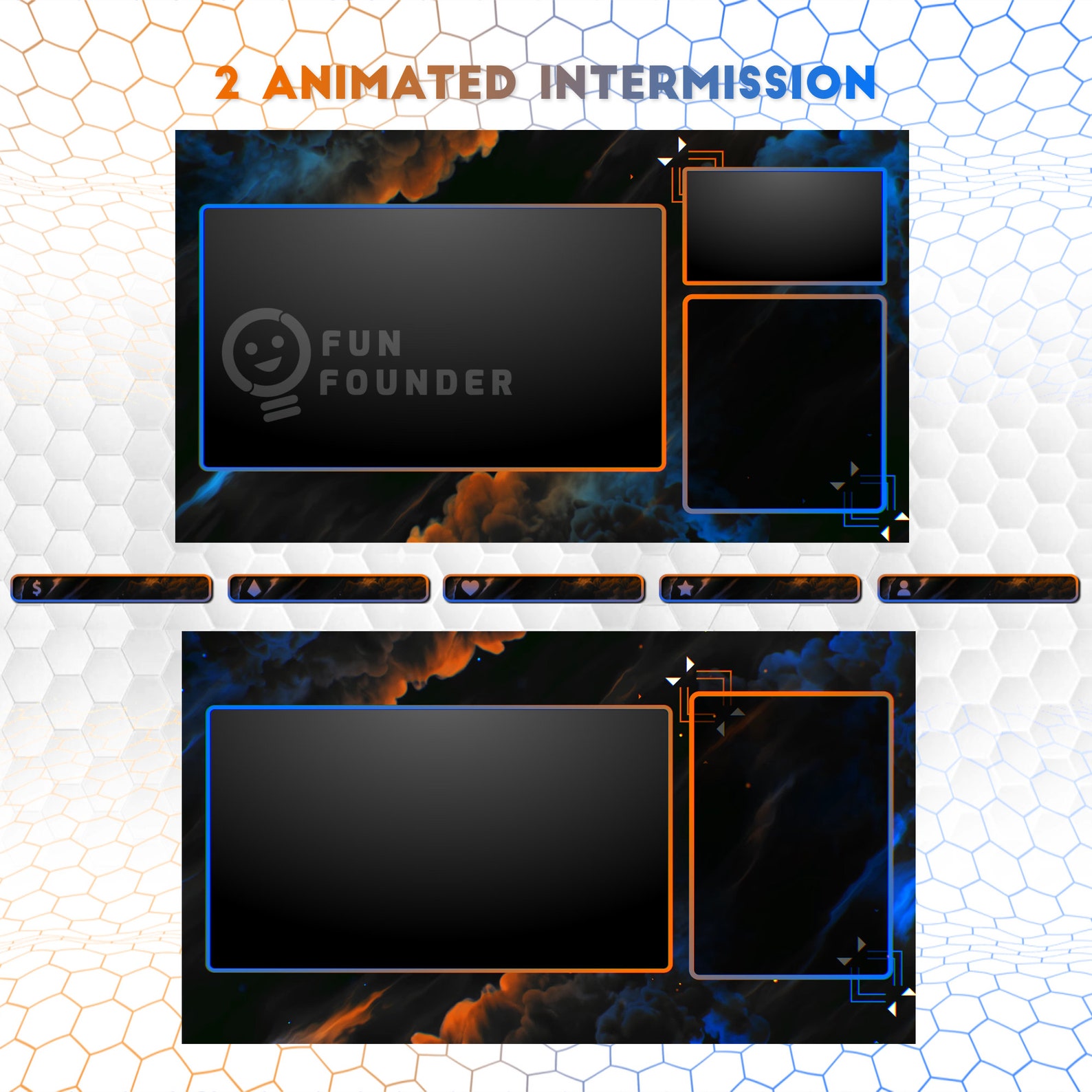 Orange Blue Animated Stream Overlay Pack | Twitch Overlay Pack ...