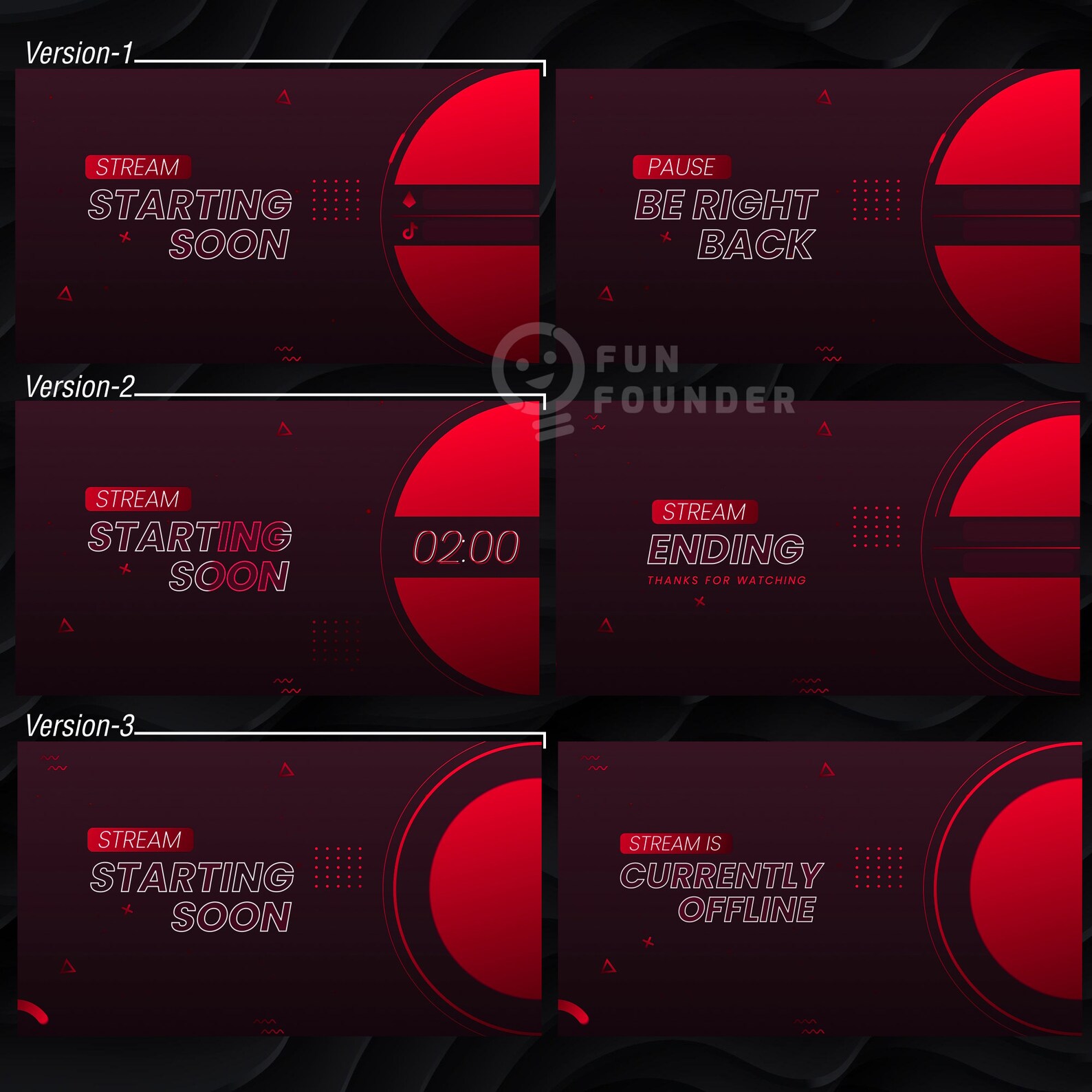 Red Circle Animated Stream Overlay Pack Twitch Overlay Package Animated ...