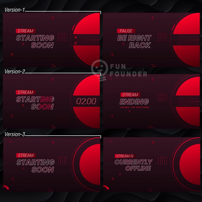 Red Circle Animated Stream Overlay Pack Twitch Overlay Package Animated ...