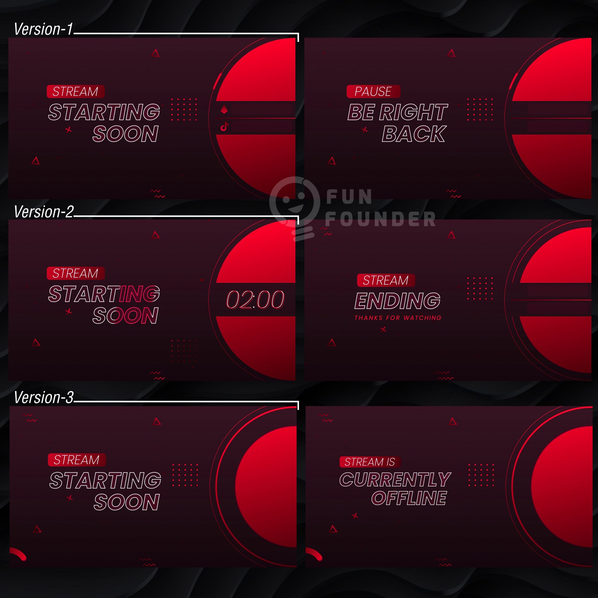 Red Circle Animated Stream Overlay Pack Twitch Overlay Package Animated ...
