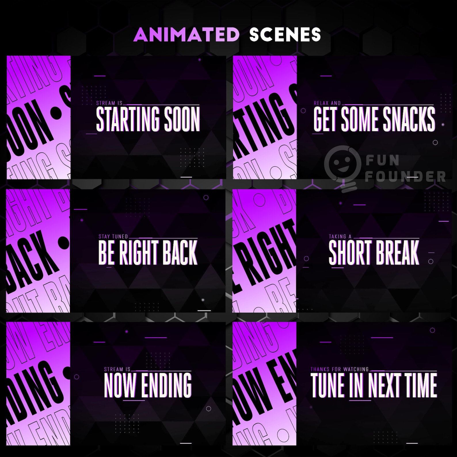 Twitch Overlay Package | Purple White Animated Stream Overlay Pack ...