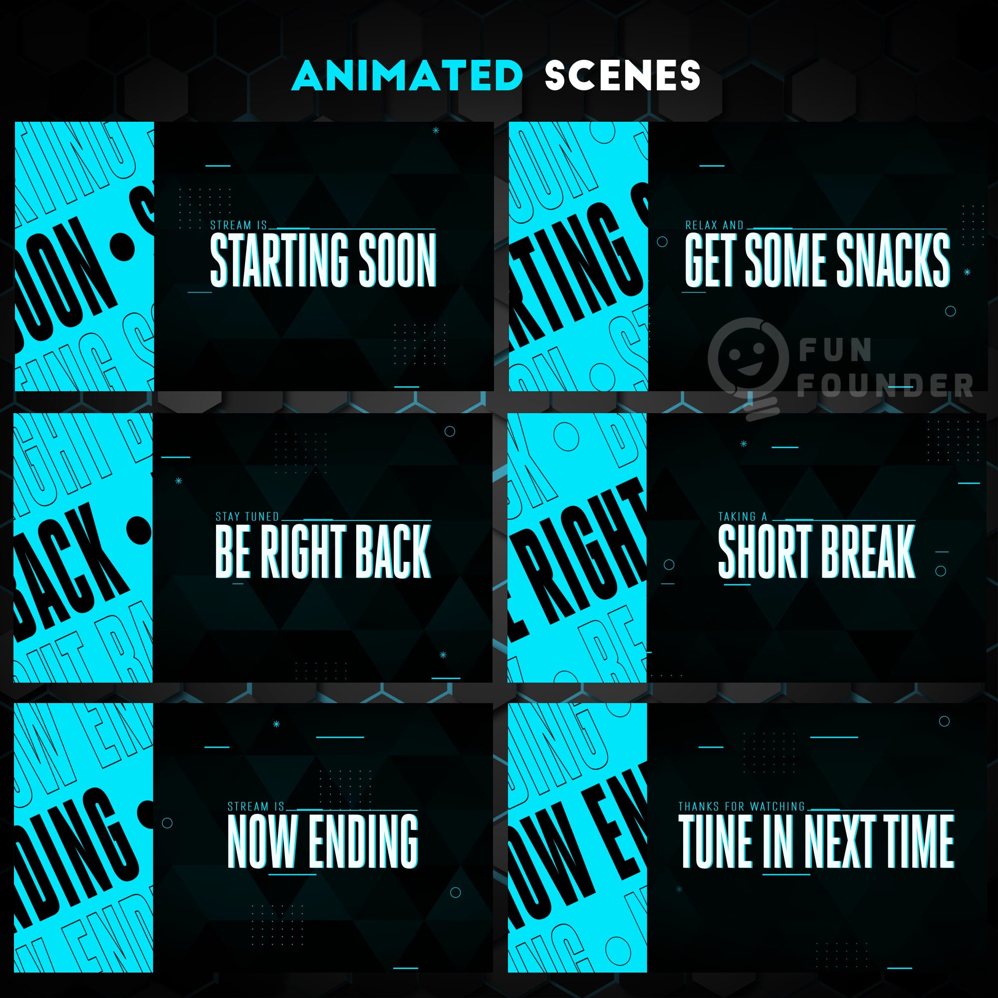 Twitch Overlay Package | Cyan Animated Stream Overlay Pack | Cyan ...