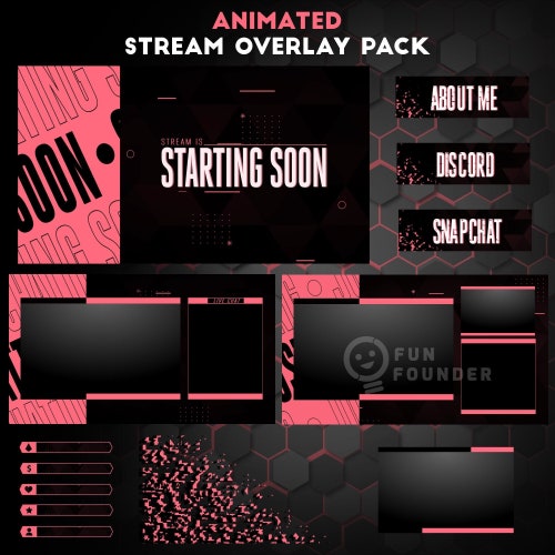 Twitch Overlay Package Pink Animated Stream Overlay Pack - Etsy