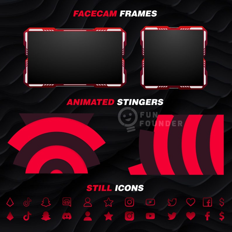 Red Circle Animated Stream Overlay Pack Twitch Overlay Package Animated ...