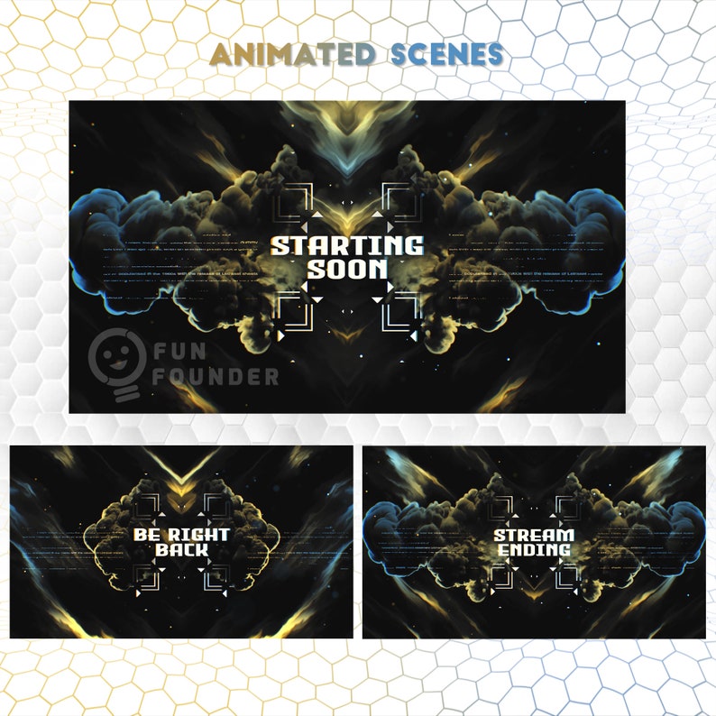 Gold Blue Animated Stream Overlay Pack | Twitch Overlay Pack | Gold ...