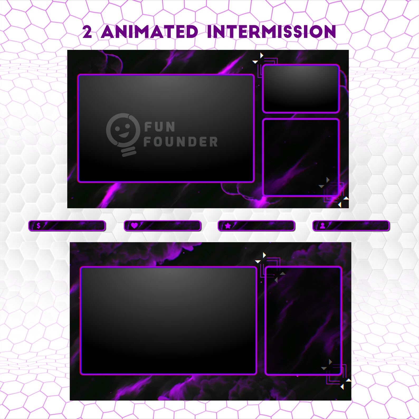 Purple Night Animated Stream Overlay Pack | Twitch Overlay Package ...