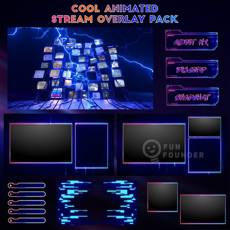 Cool Animated Stream Overlay Pack Thunder Twitch Overlay - Etsy
