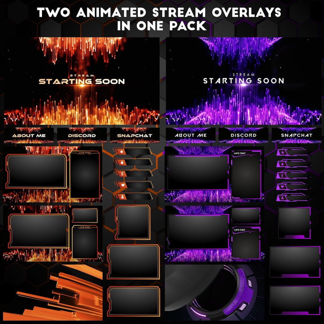 2 Overlays in 1 Pack | Purple and Orange Glowing Rain Stream Overlay ...