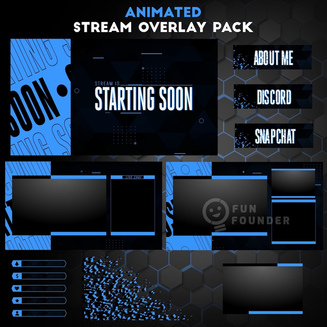 Twitch Overlay Package | Blue Animated Stream Overlay Pack | Cool Animated Stream Overlay ...
