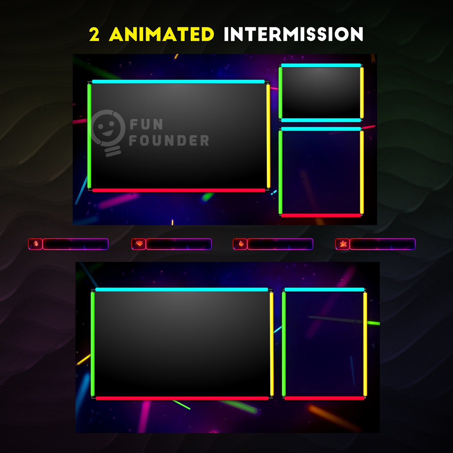 Twitch Overlay Package Glowing Sticks Animated Stream - Etsy UK