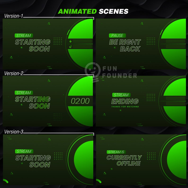 Green Circle Animated Stream Overlay Pack Twitch Overlay - Etsy