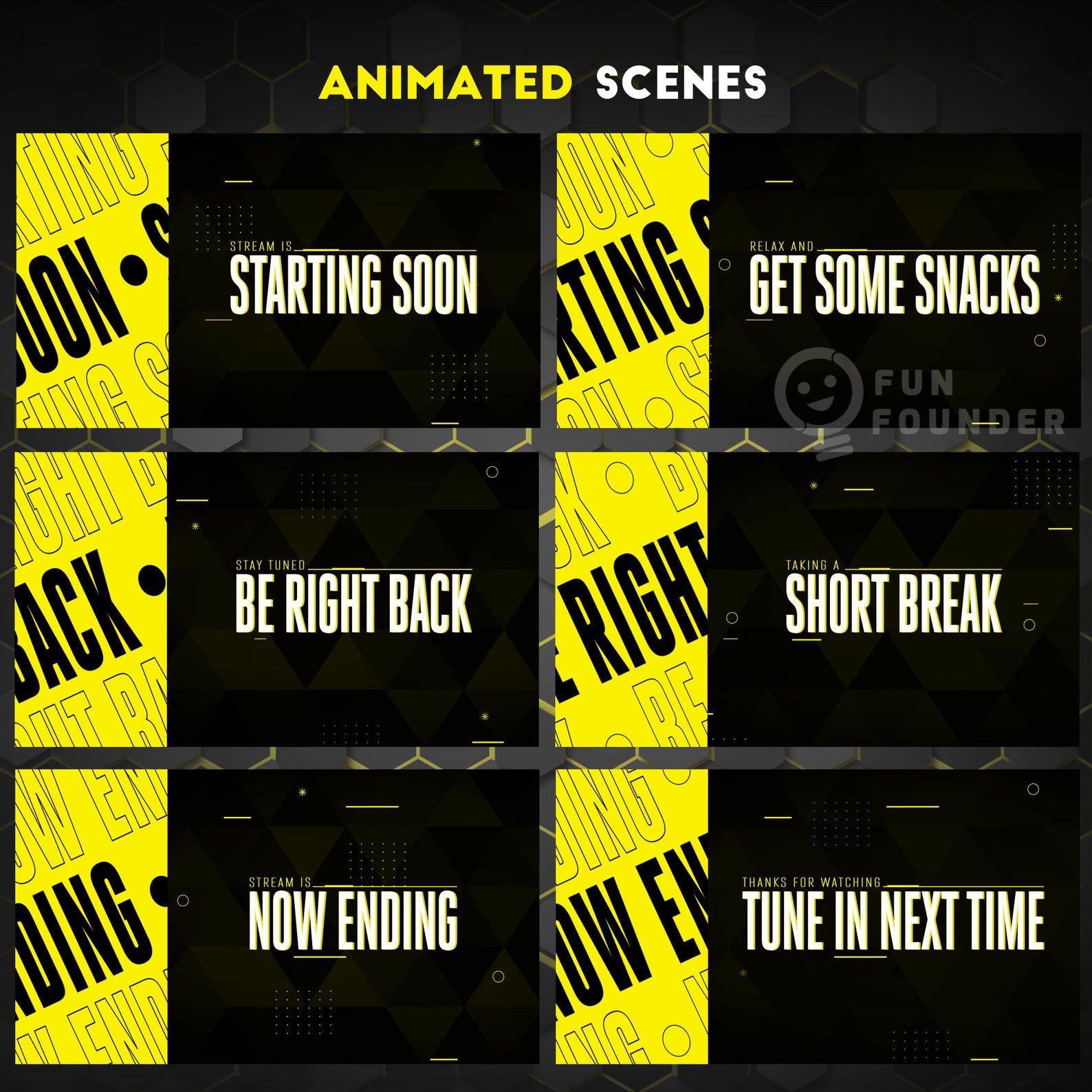 Twitch Overlay Package Yellow Animated Stream Overlay Pack - Etsy