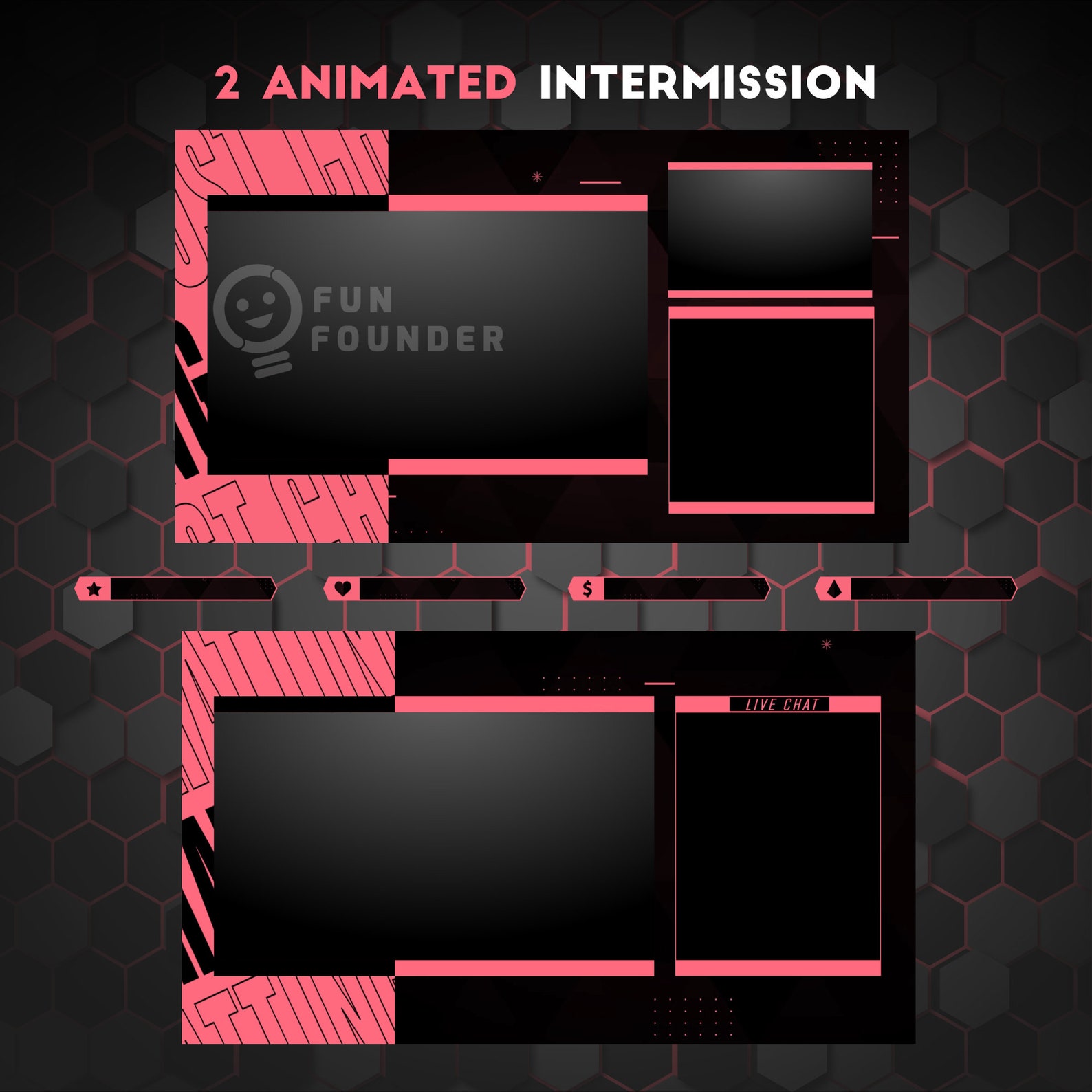 Twitch Overlay Package Pink Animated Stream Overlay Pack - Etsy