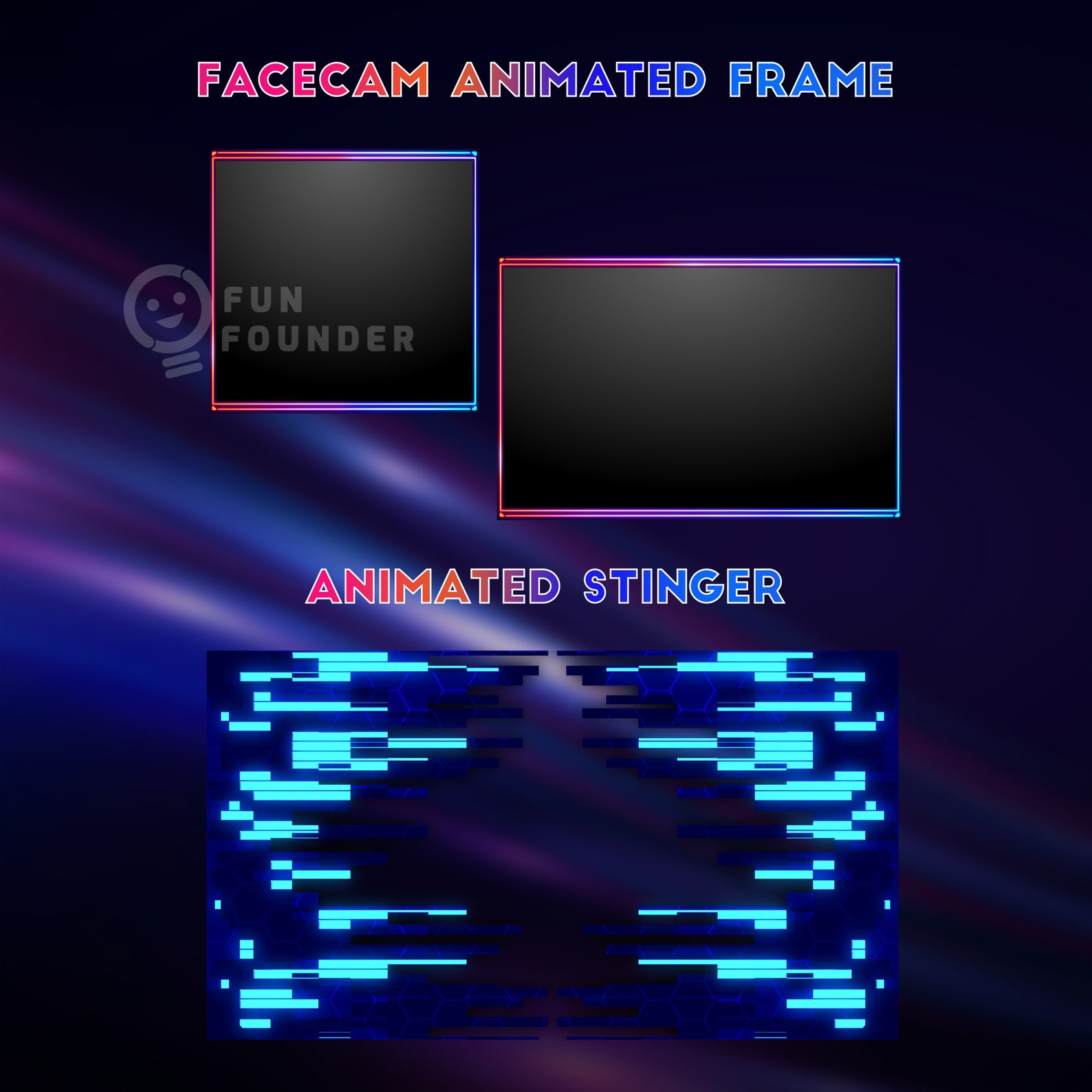 Cool Animated Stream Overlay Pack | Thunder Twitch Overlay Package | Glitch Animated Stream ...