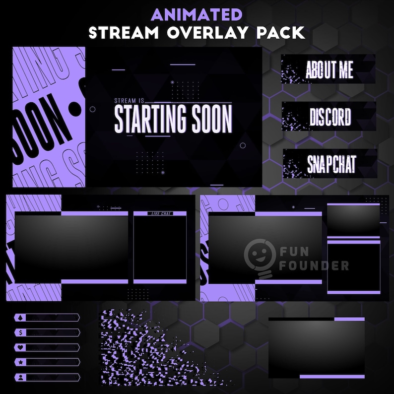 Twitch Overlay Package | Violet Animated Stream Overlay Pack | Purple ...