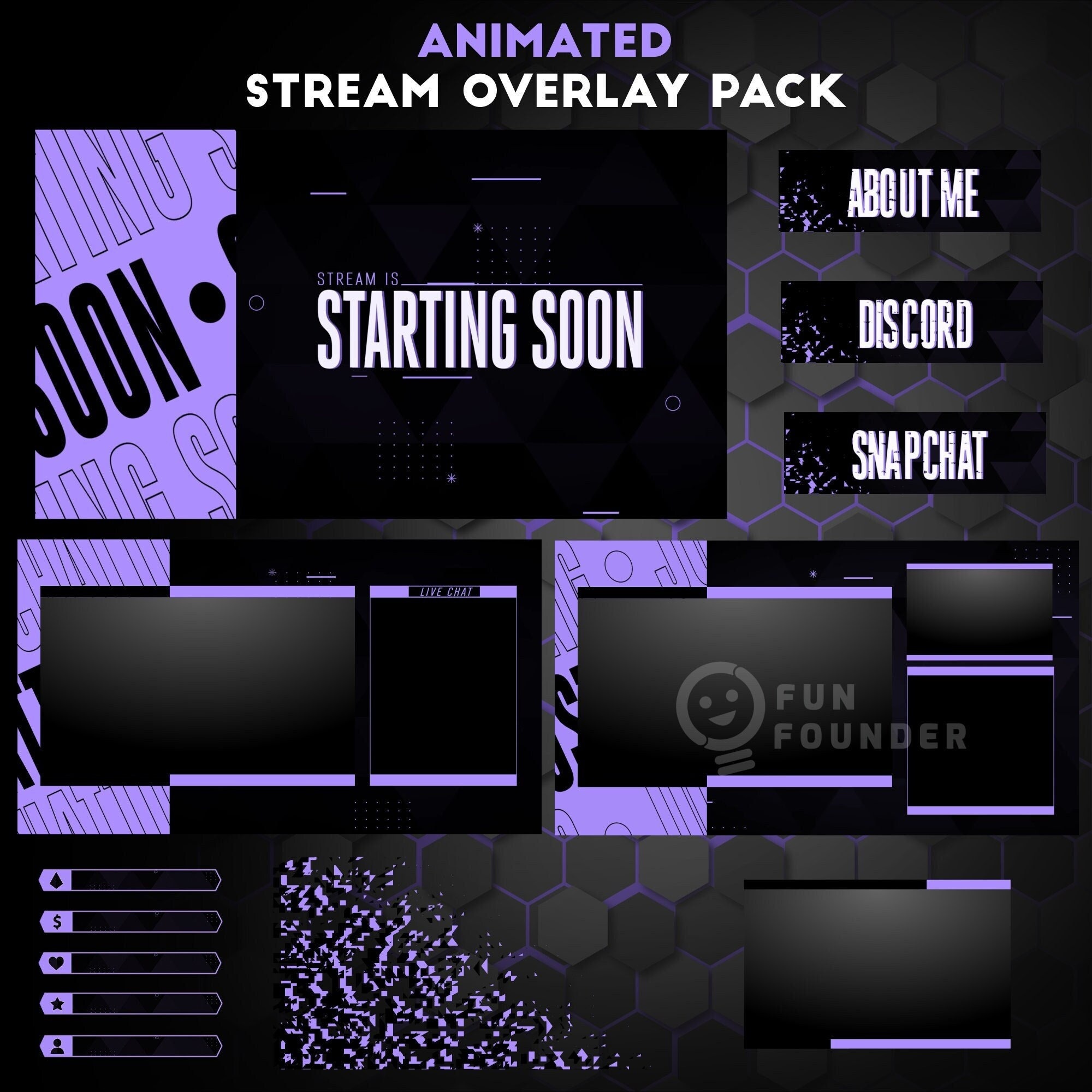 Twitch Overlay Package Violet Animated Stream Overlay Pack - Etsy UK