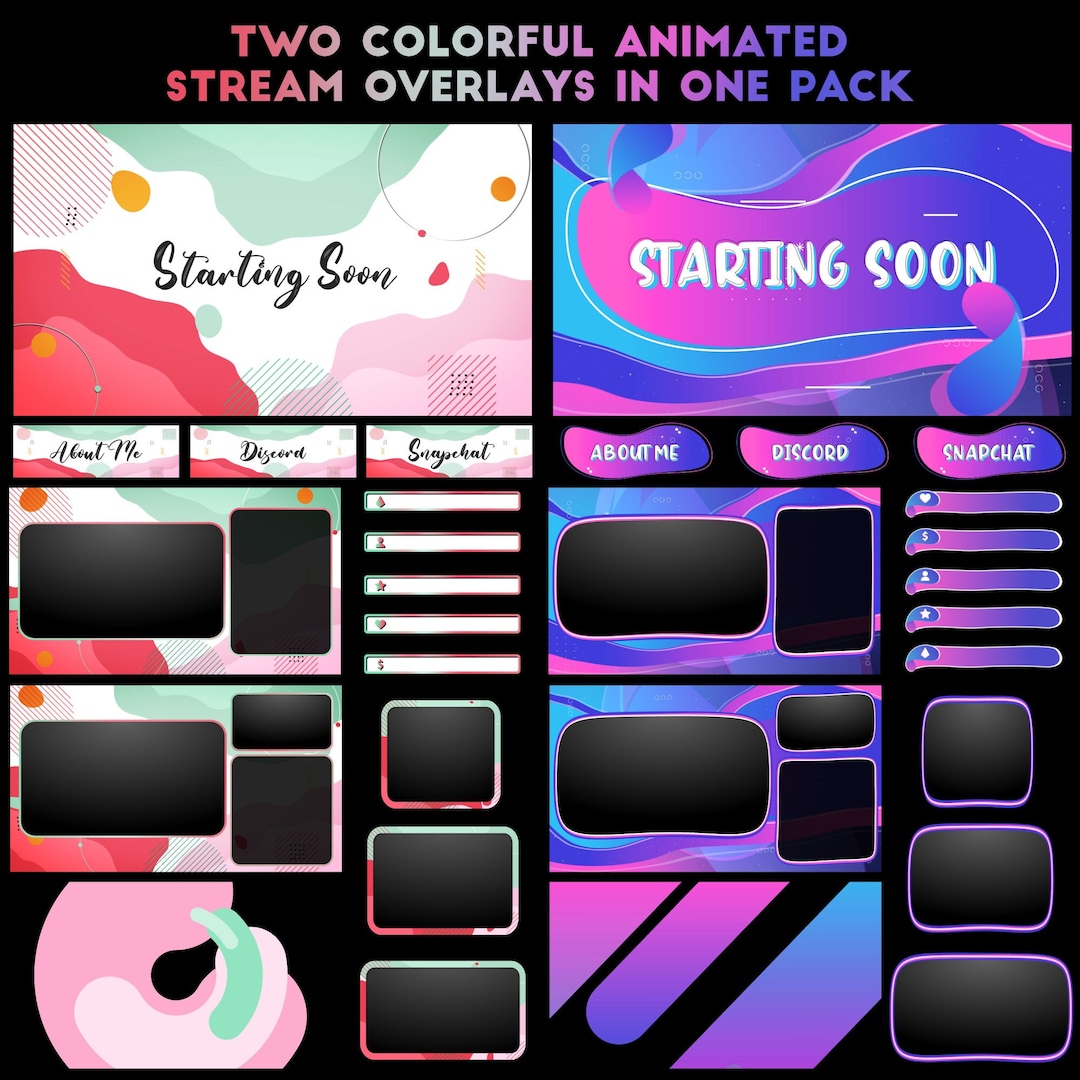 2 Colorful Animated Stream Overlays in 1 Pack | Spring Color Animated ...