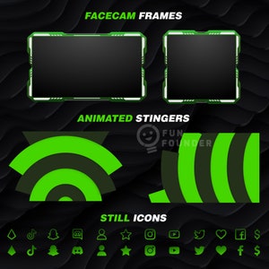 Green Circle Animated Stream Overlay Pack | Twitch Overlay Package ...