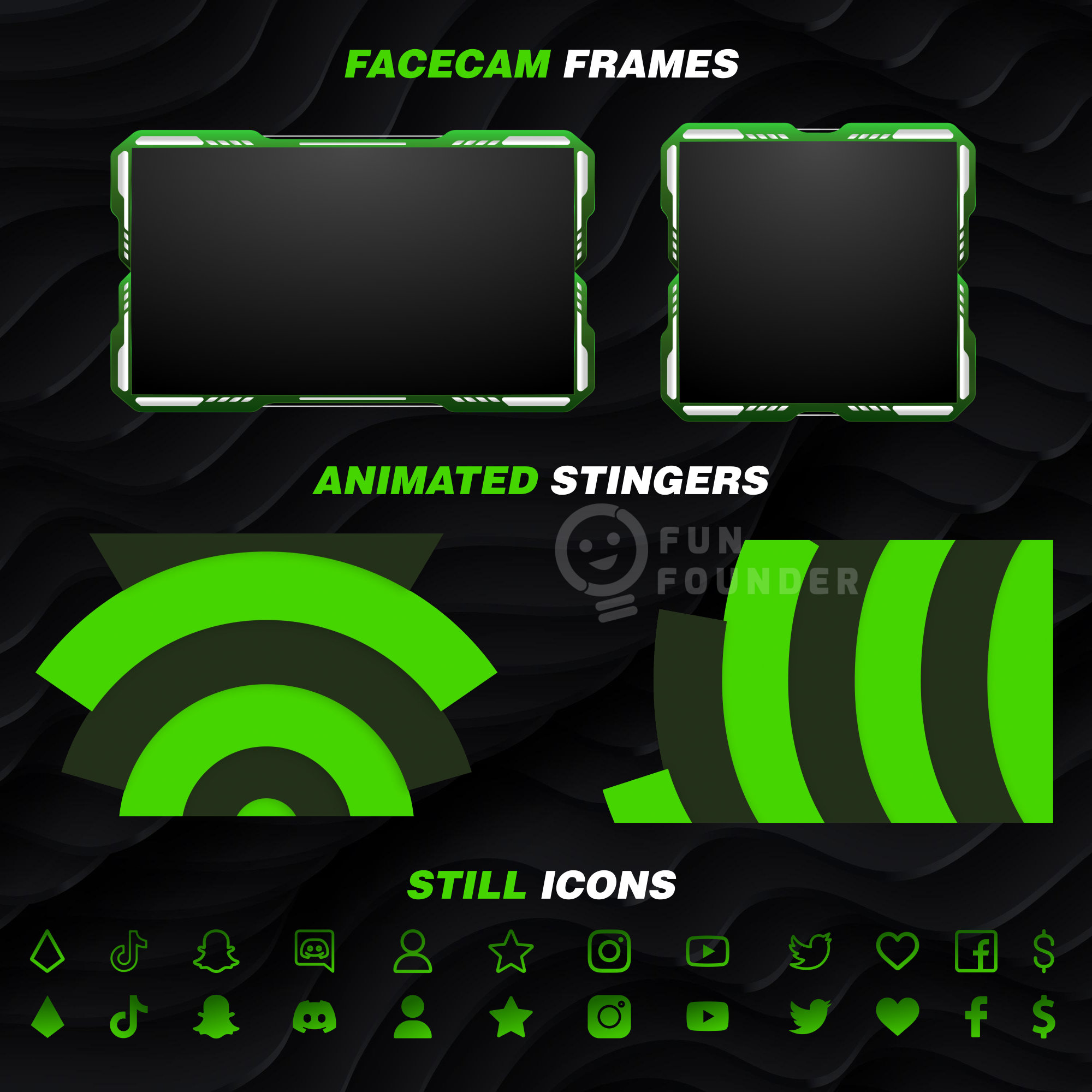 Green Circle Animated Stream Overlay Pack Twitch Overlay Package ...