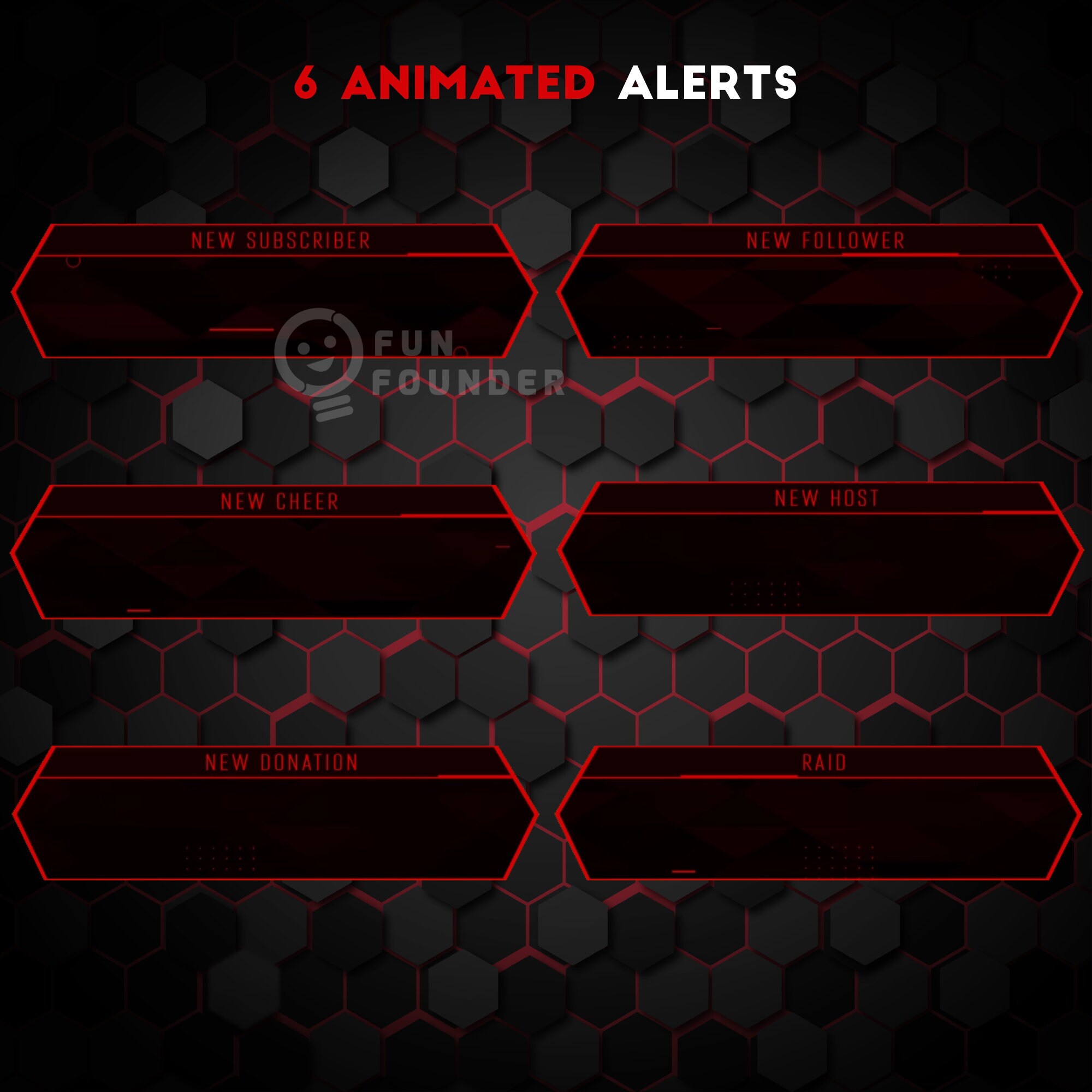 Twitch Overlay Package Red Animated Stream Overlay Pack - Etsy