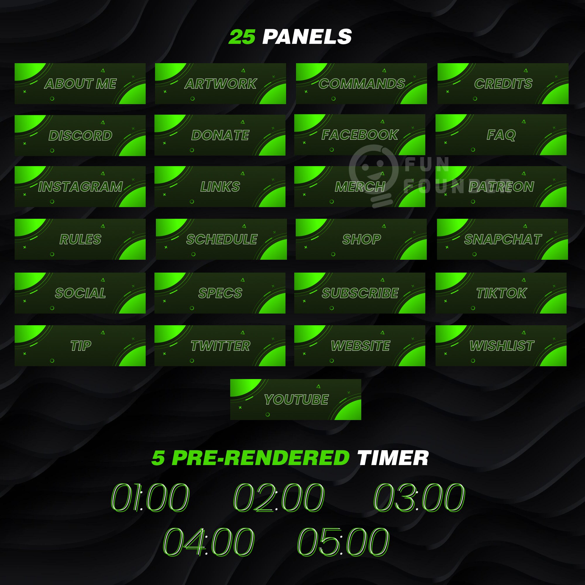 Green Circle Animated Stream Overlay Pack: Twitch Overlay (digital ...