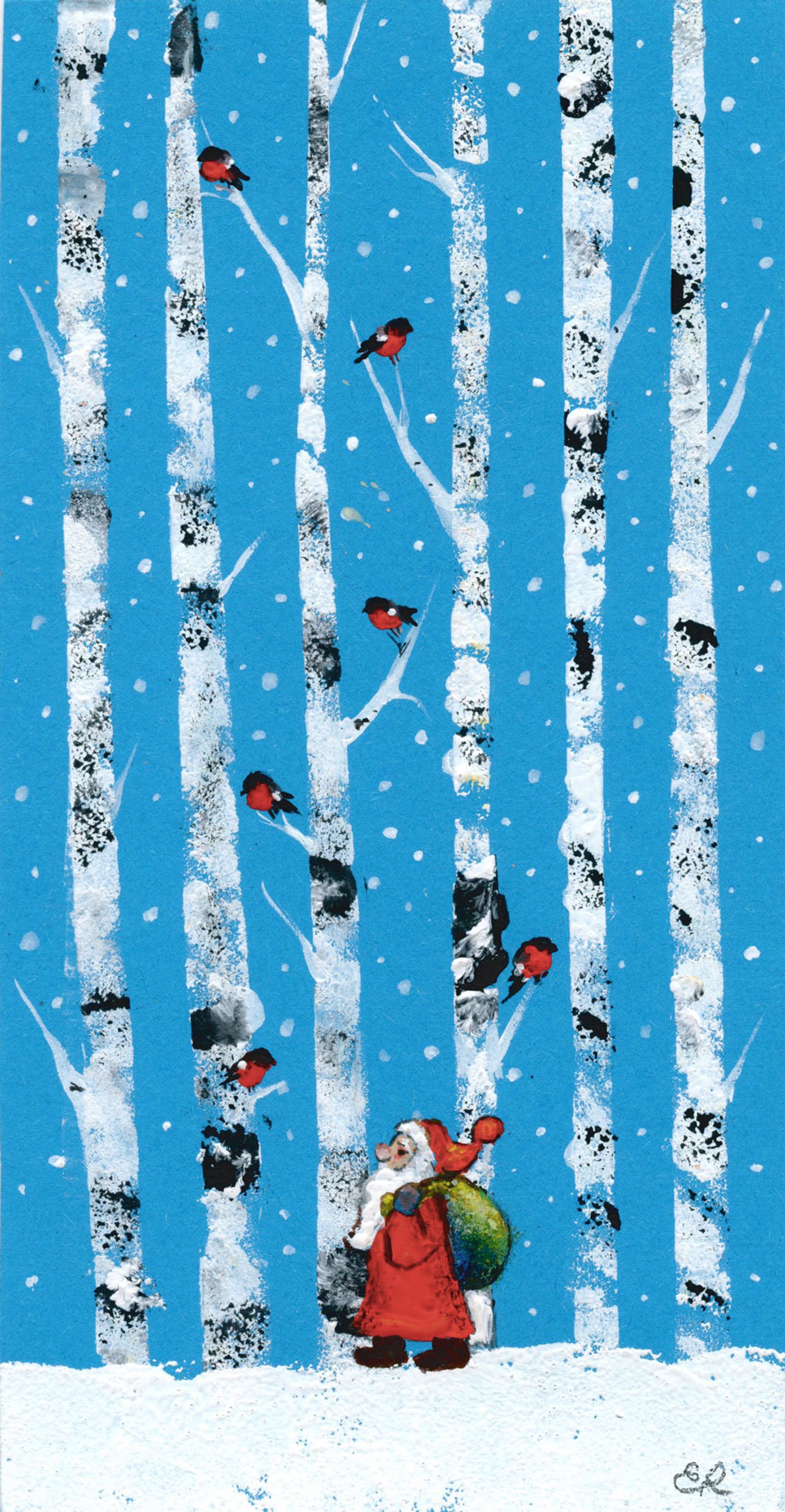 Blue Winter Story. Original Gouache Painting by Evgeniya Ryzhova - Etsy